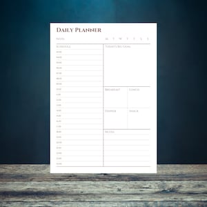 Printable Daily Sheet Plan Simple Functional Personal Daily 24 Hour ...