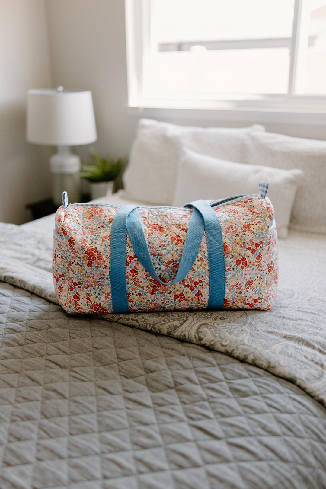 Handmade Floral Duffle Bag: Cotton Patchwork Duffle - Etsy