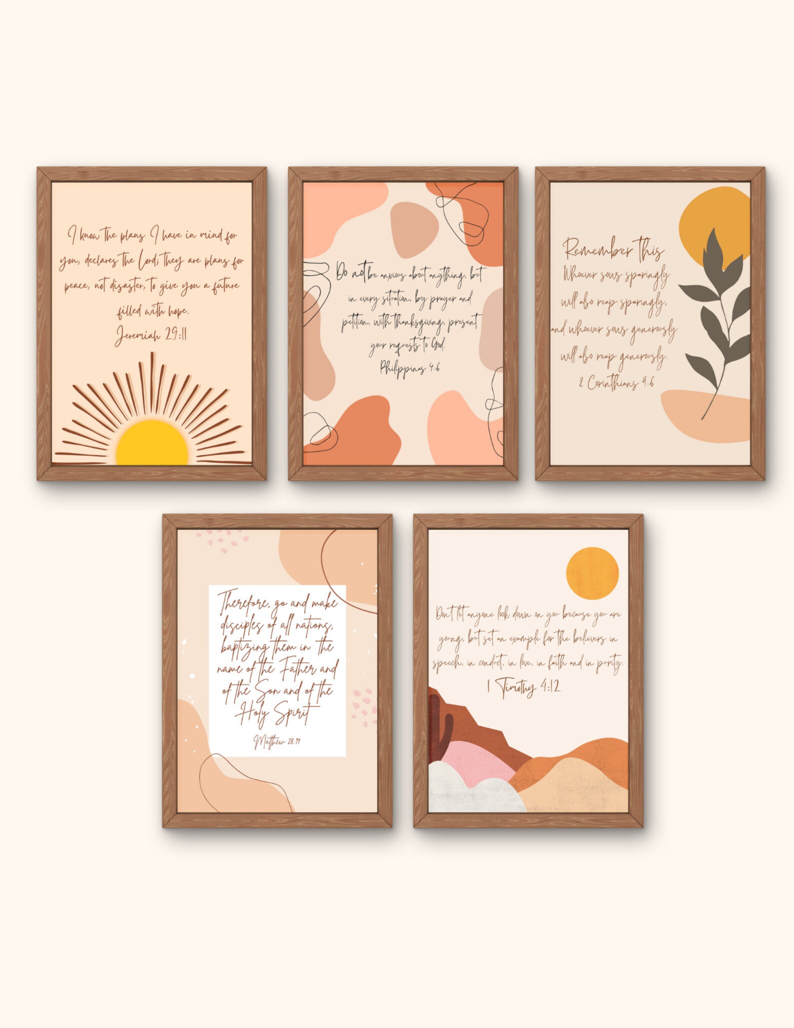 Five Boho Scripture Digital Dowload Wall Art - Etsy UK