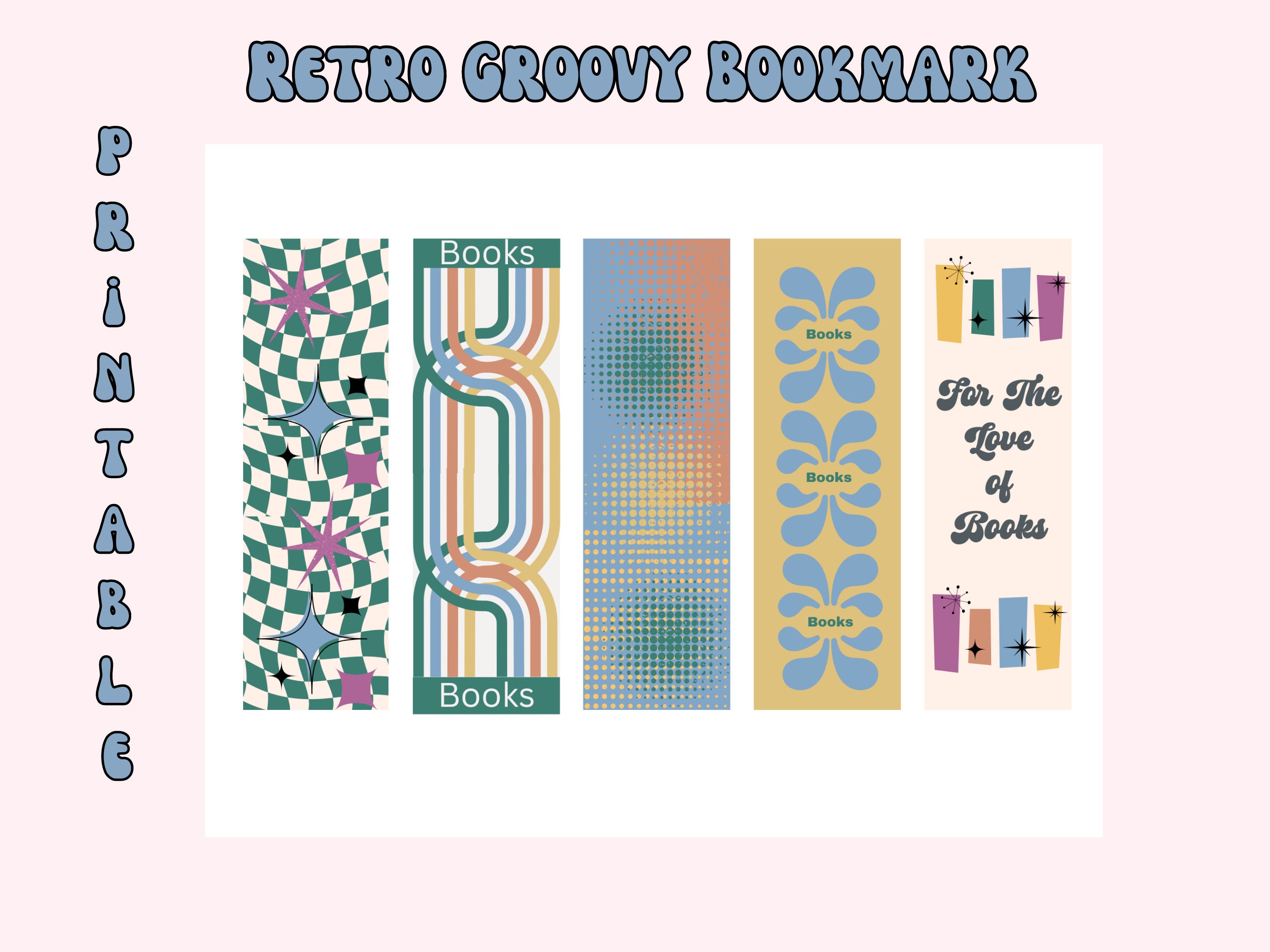 Printable Bookmarks | 70's Bookmarks | Boho Bookmarks | Groovy ...