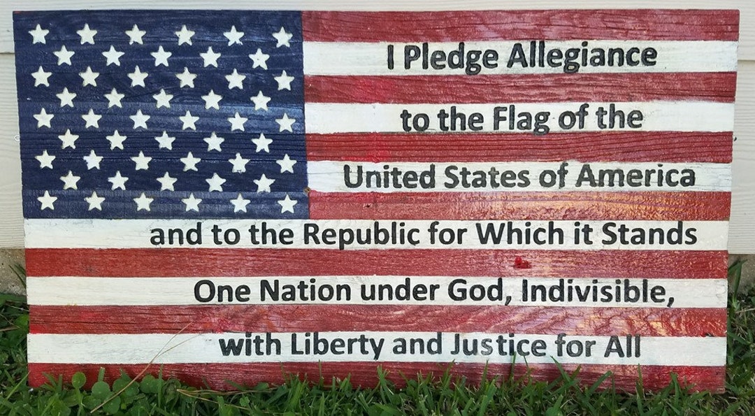Pledge of Allegiance American Wood Flag, Rustic Flags, Wooden Flag ...