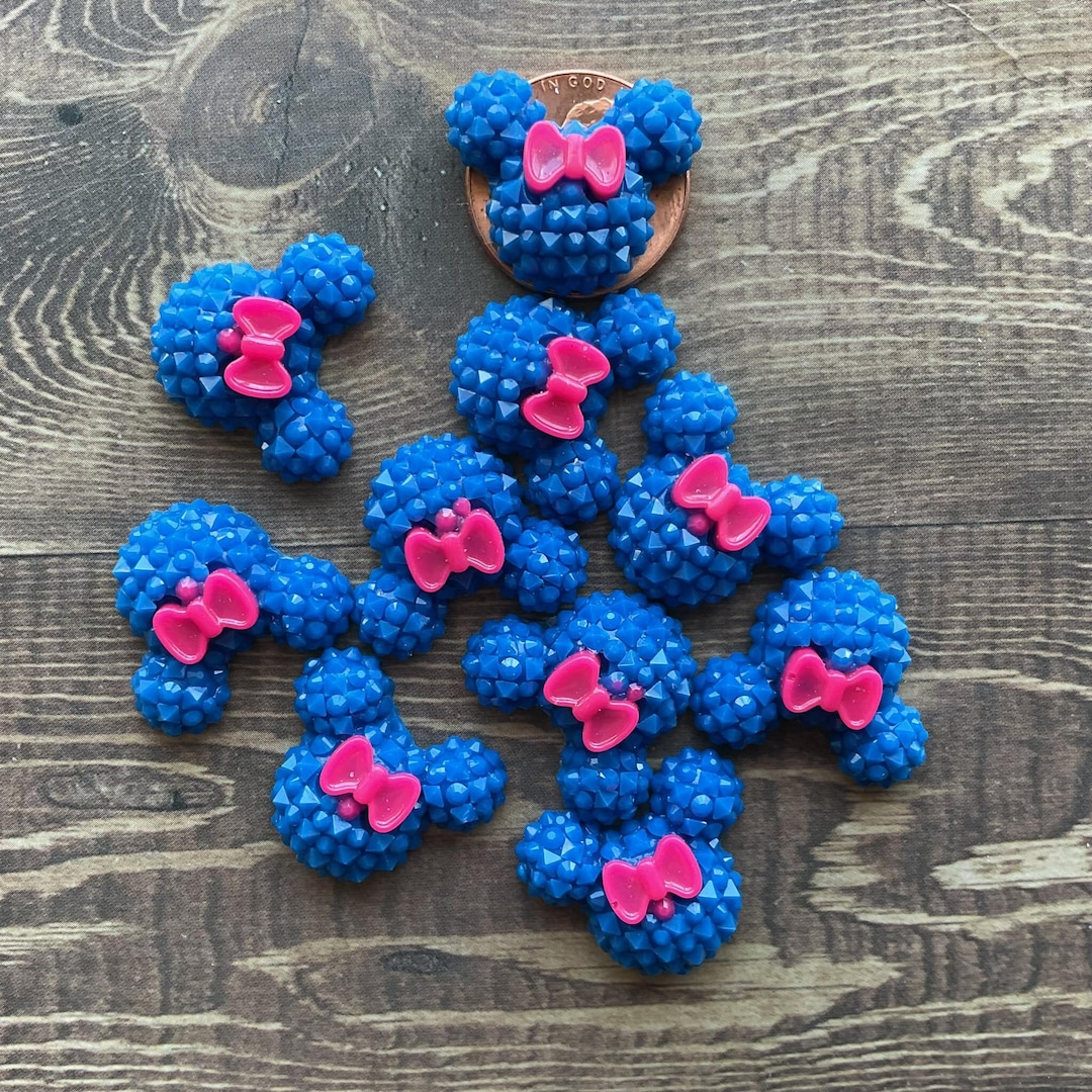 10 Blue Minnie Mouse With Pink Bow Resin Minnie - Etsy