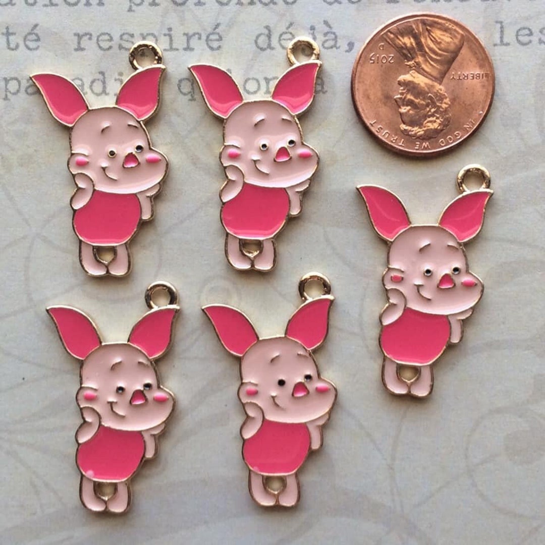 5 Cute Piglet Enamel Metal Charms/piglet Charm/disney - Etsy