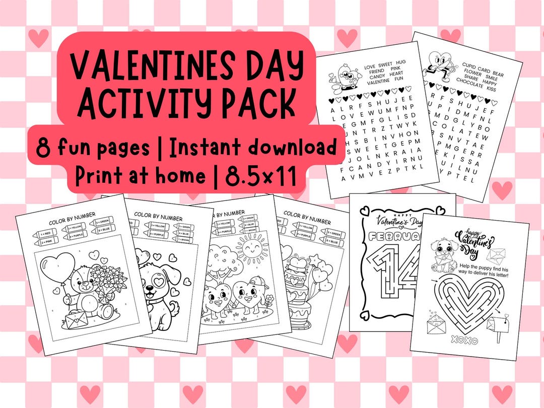 Valentine Activity Pack for Kids | Printable Valentine Games | Color by ...