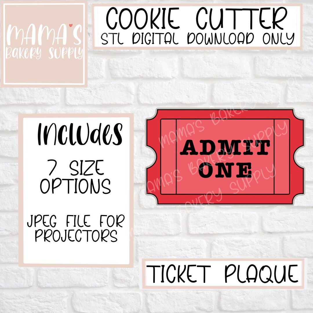 Ticket Plaque Cookie Cutter STL File Digital Download - Etsy