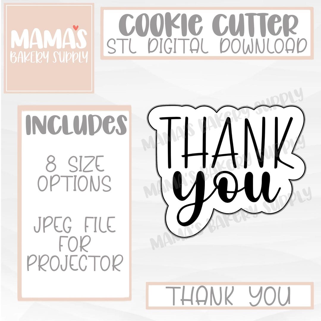 Thank You Cookie Cutter STL File Digital Download - Etsy