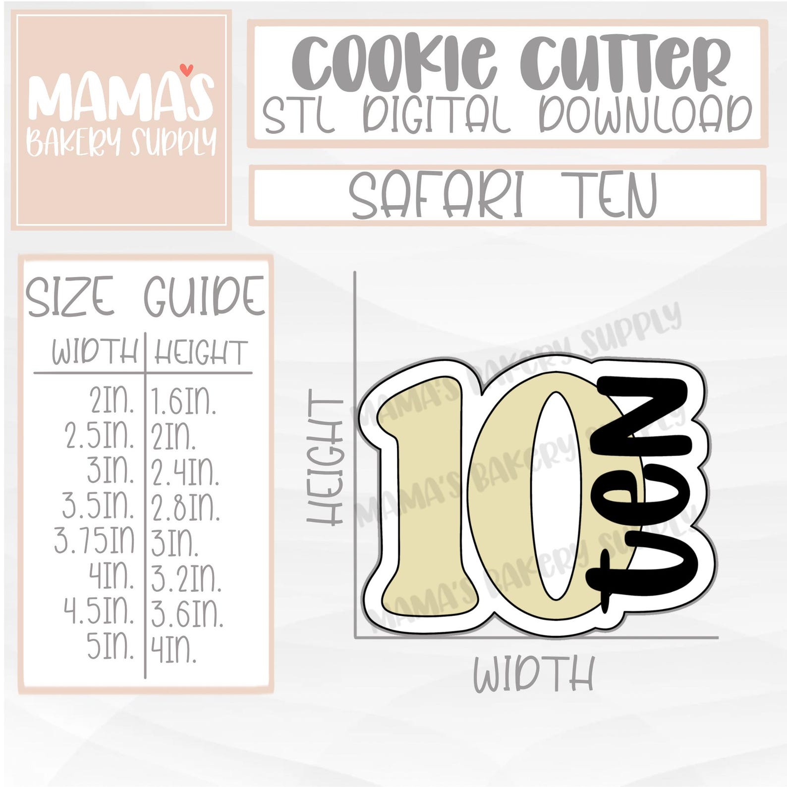 Safari Number Ten - 10 - Cookie Cutter STL File Digital Download - Etsy