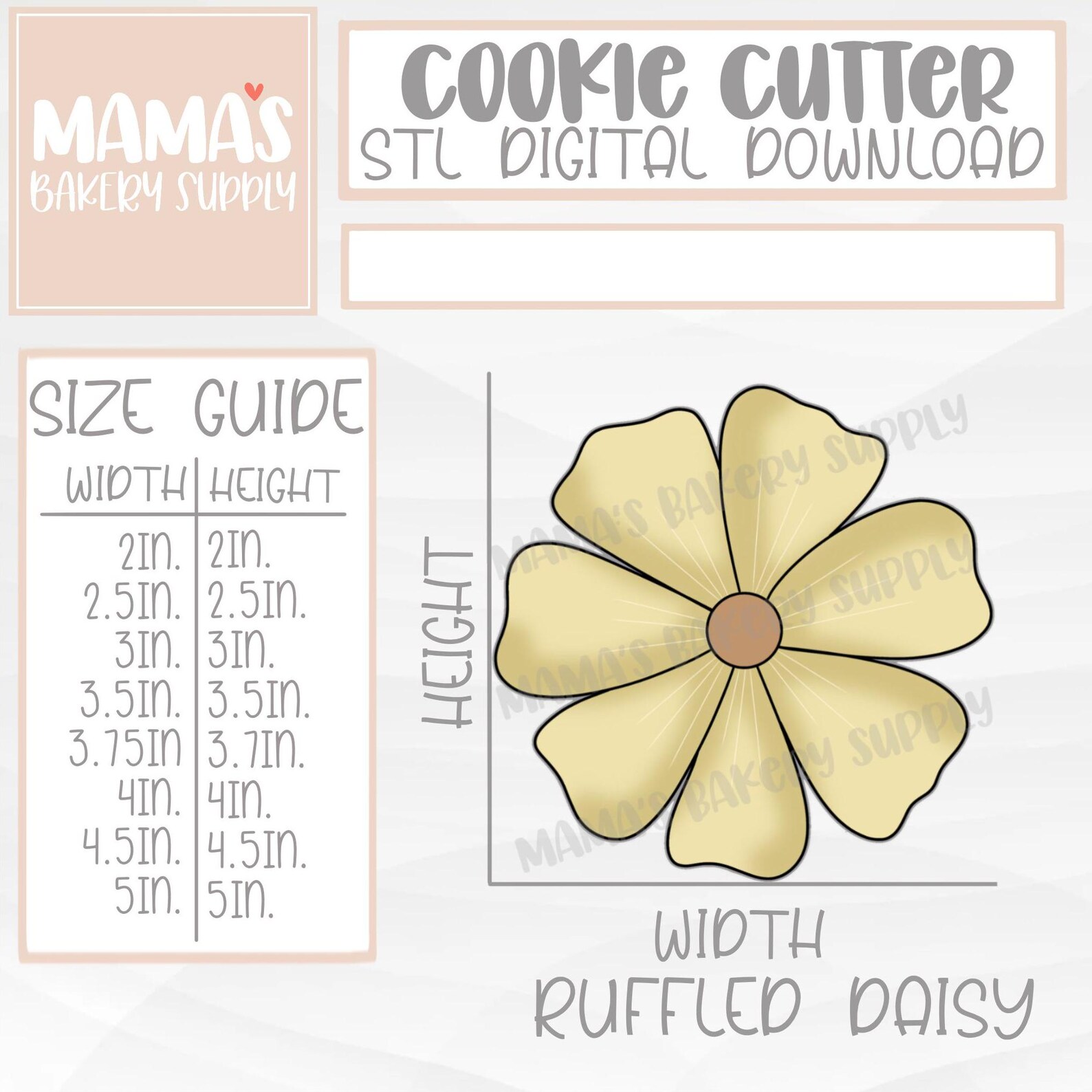 Ruffled Daisy Flower Cookie Cutter STL File Digital Download - Etsy