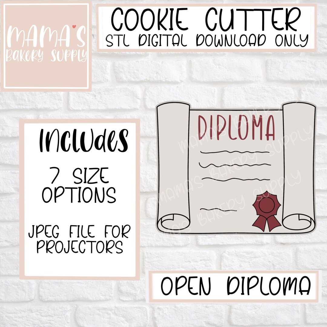 Open Diploma Graduation Cookie Cutter STL File Digital Download - Etsy