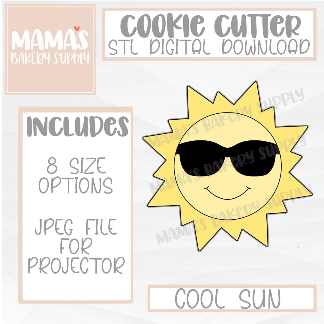 Cool Sun Cookie Cutter STL File Digital Download - Etsy