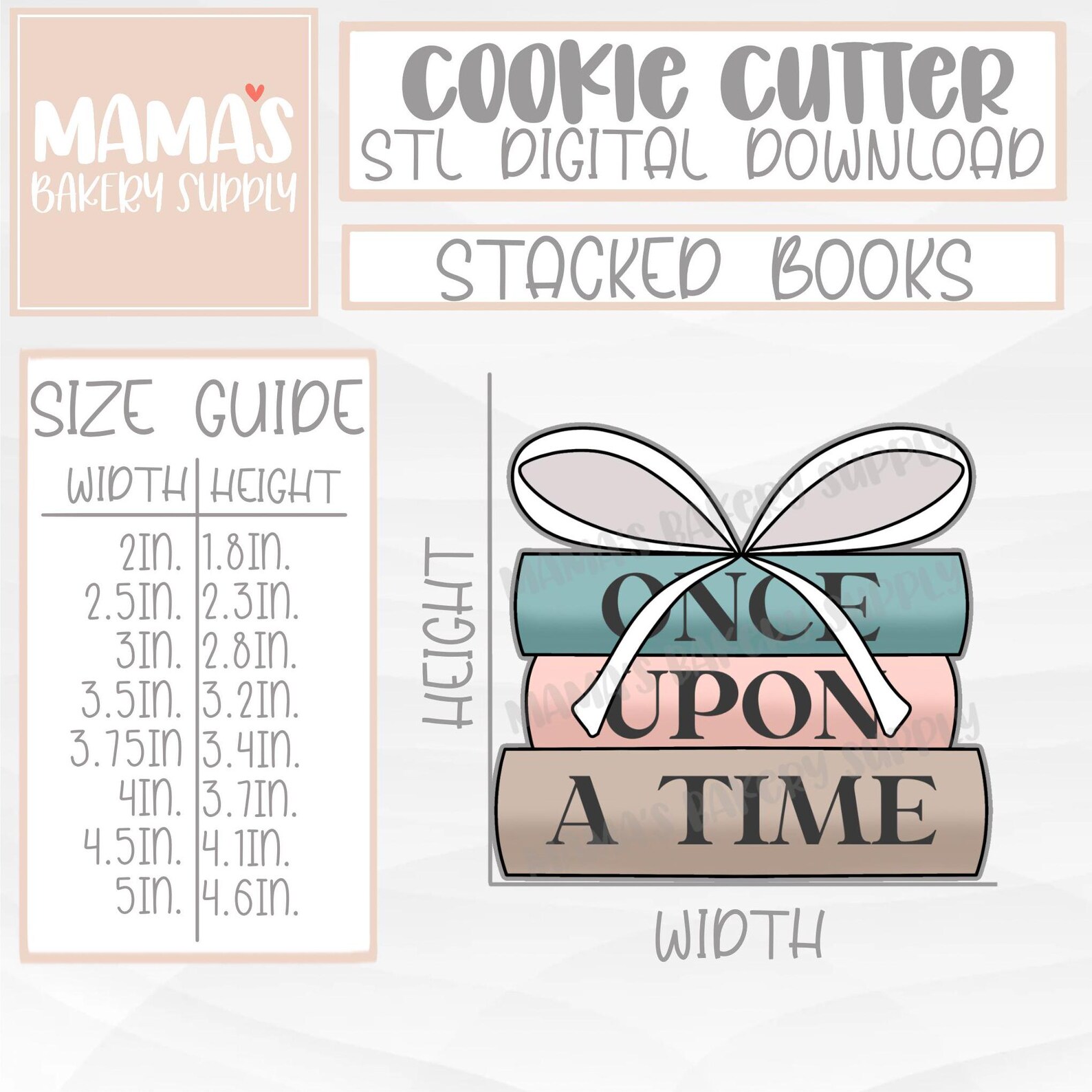 Stacked Books With Bow Cookie Cutter STL File Digital Download - Etsy