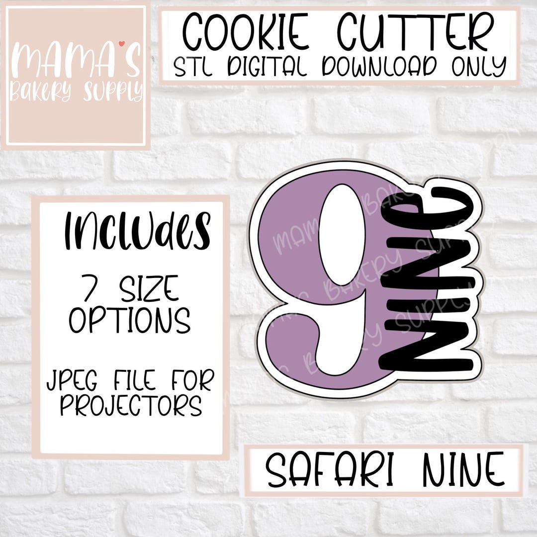 Safari Number Nine - 9 - Cookie Cutter STL File Digital Download - Etsy
