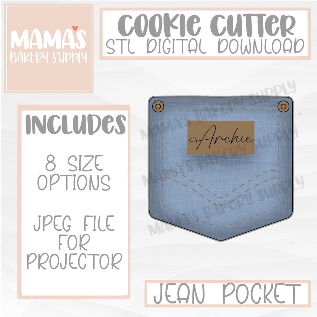 Jean Pocket Cookie Cutter STL File Digital Download - Etsy