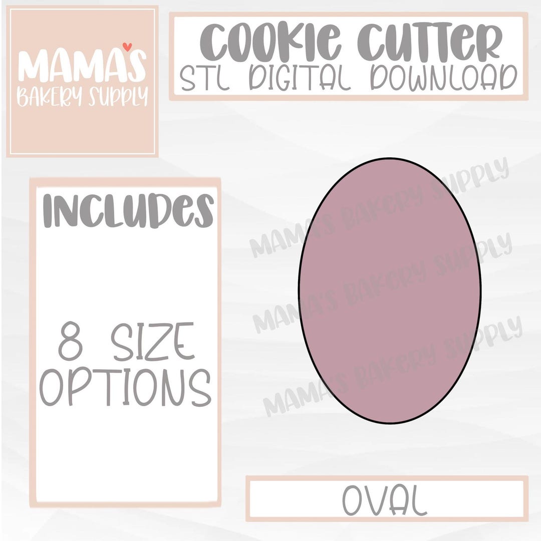 Oval Shape Cookie Cutter STL File Digital Download - Etsy
