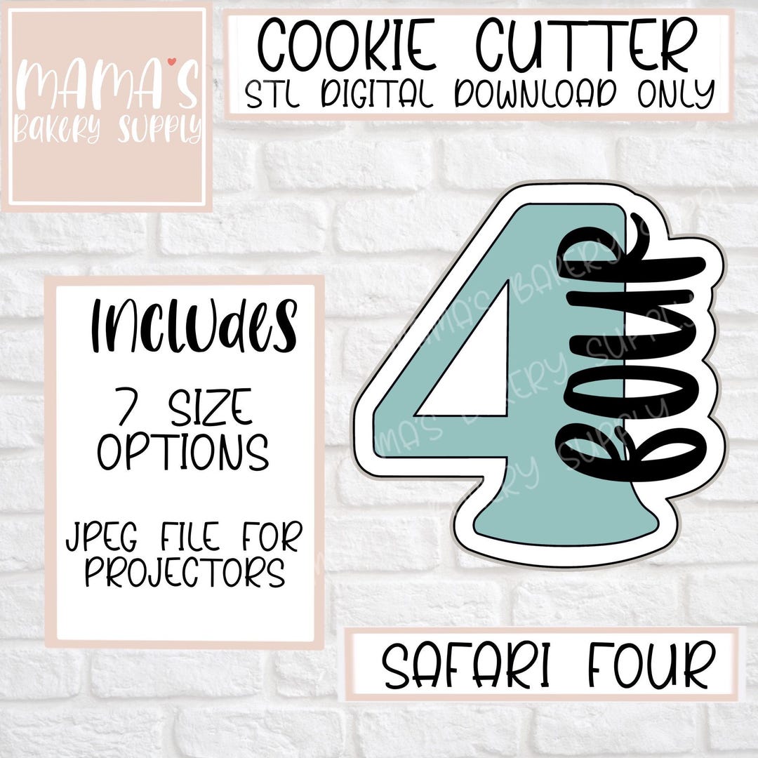Safari Number Four - 4 - Cookie Cutter STL File Digital Download - Etsy