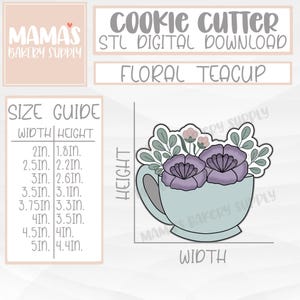 Floral Teacup Cookie Cutter STL File Digital Download - Etsy