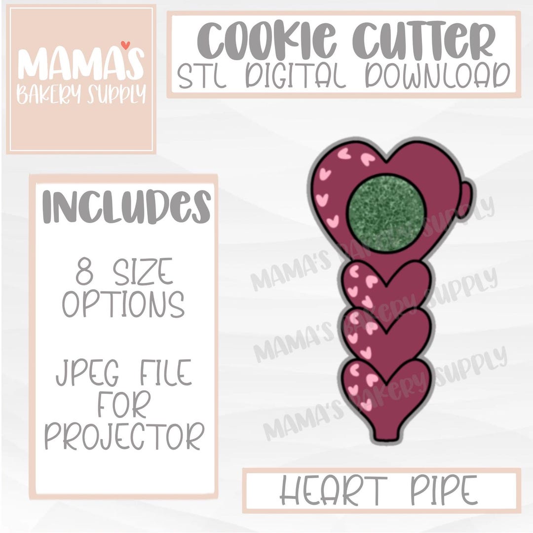 Heart Weed Pipe Cookie Cutter STL File Digital Download - Etsy
