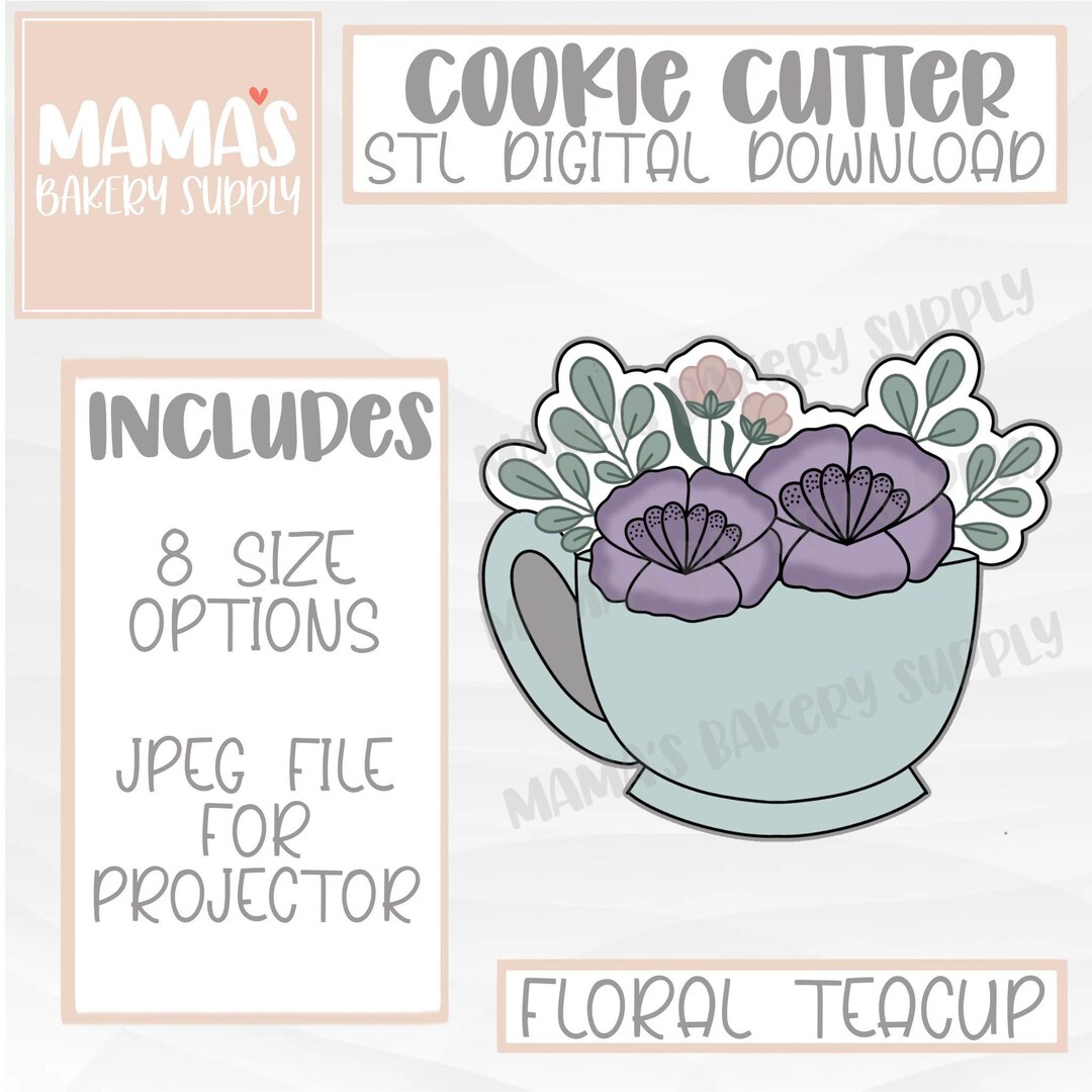 Floral Teacup Cookie Cutter STL File Digital Download - Etsy