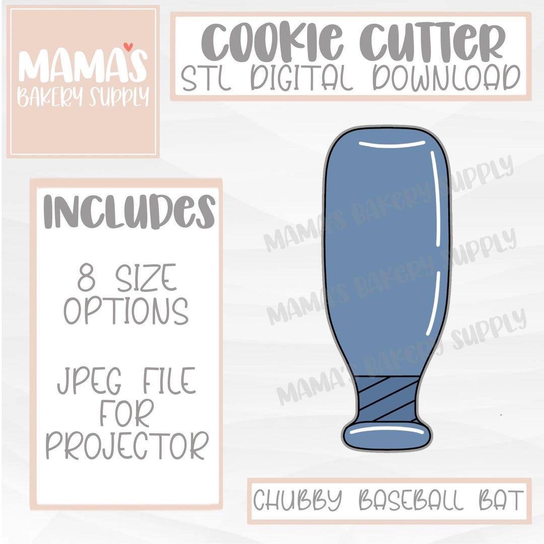 Chubby Baseball Bat Cookie Cutter STL File Digital Download - Etsy