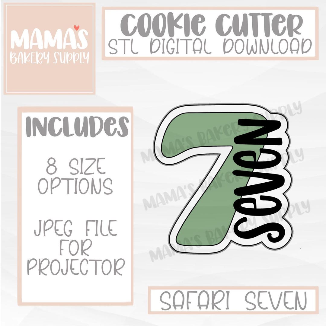 Safari Number Seven - 7 - Cookie Cutter STL File Digital Download - Etsy