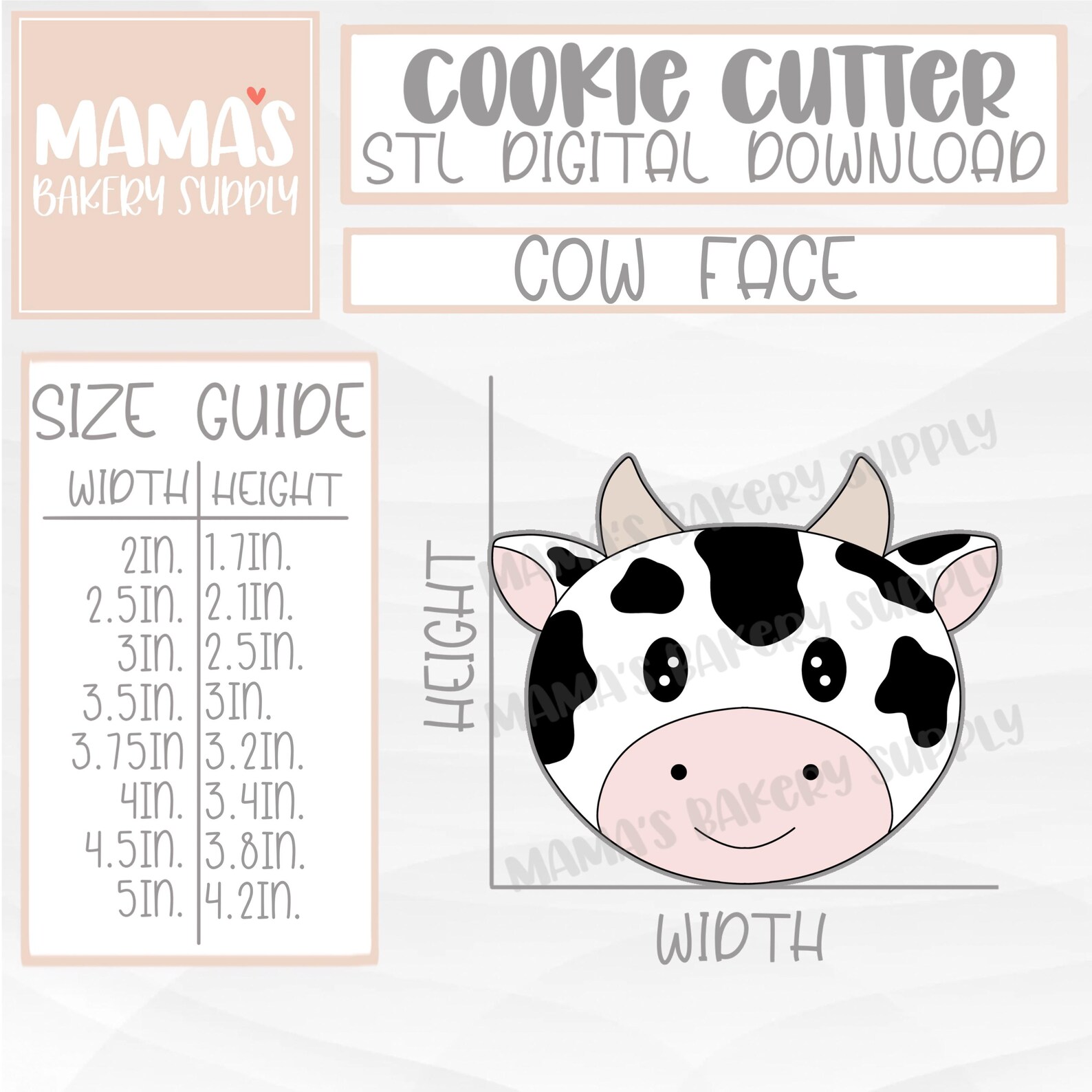 Baby Cow Face Cookie Cutter STL File Digital Download - Etsy