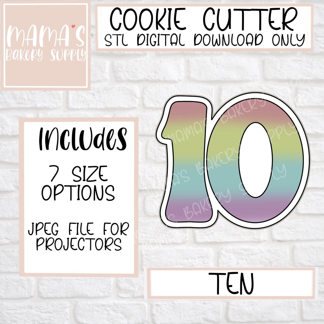 Number 10 Ten Cookie Cutter STL File Digital Download - Etsy