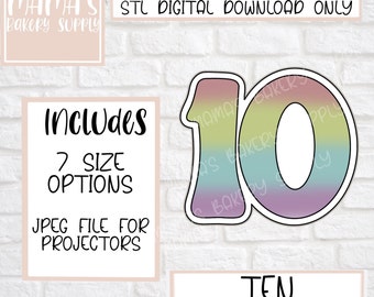 Number Ten With Text Cookie Cutter STL File Instant Download, STL ...
