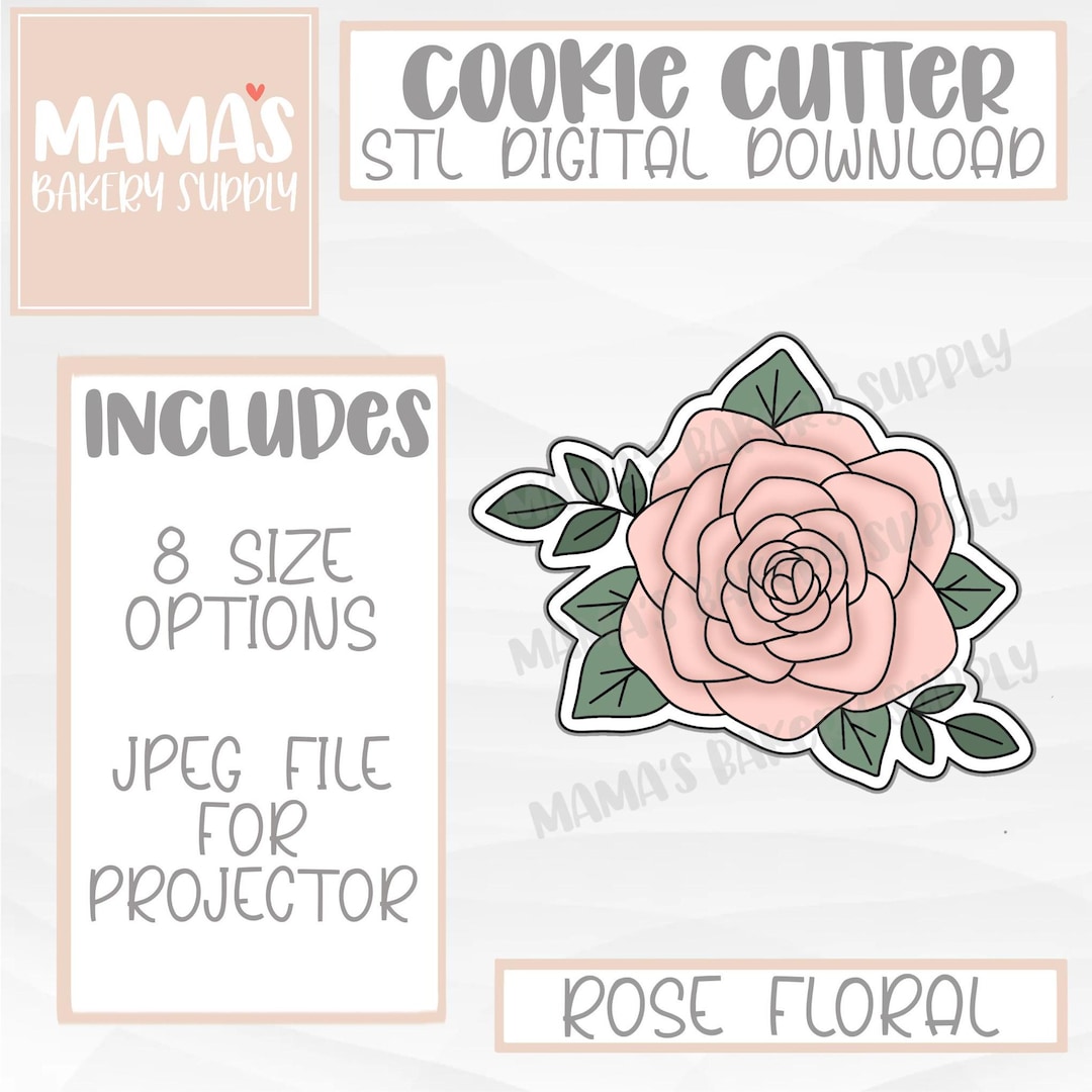 Rose Floral Cookie Cutter STL File Digital Download - Etsy