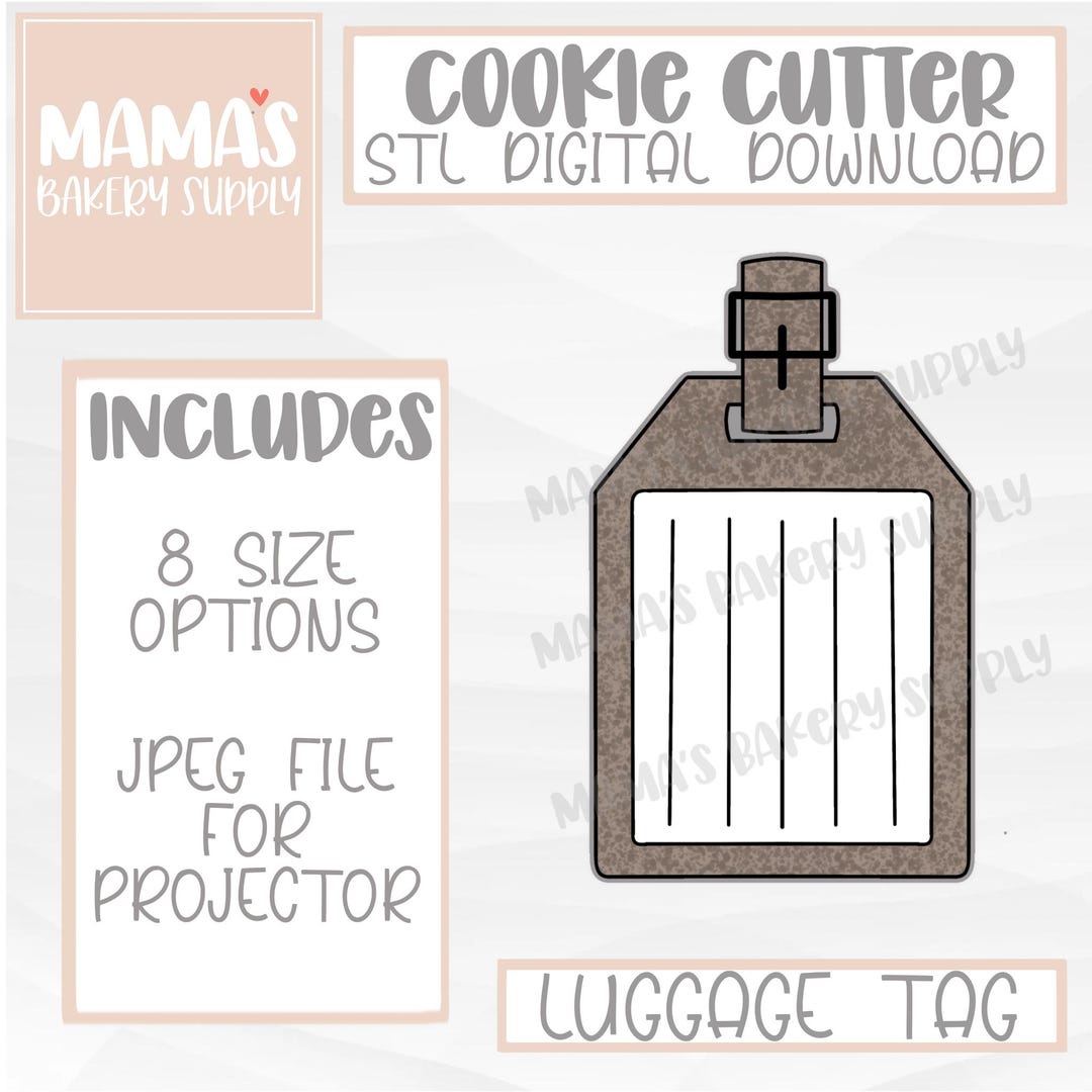Luggage Tag Cookie Cutter STL File Digital Download - Etsy