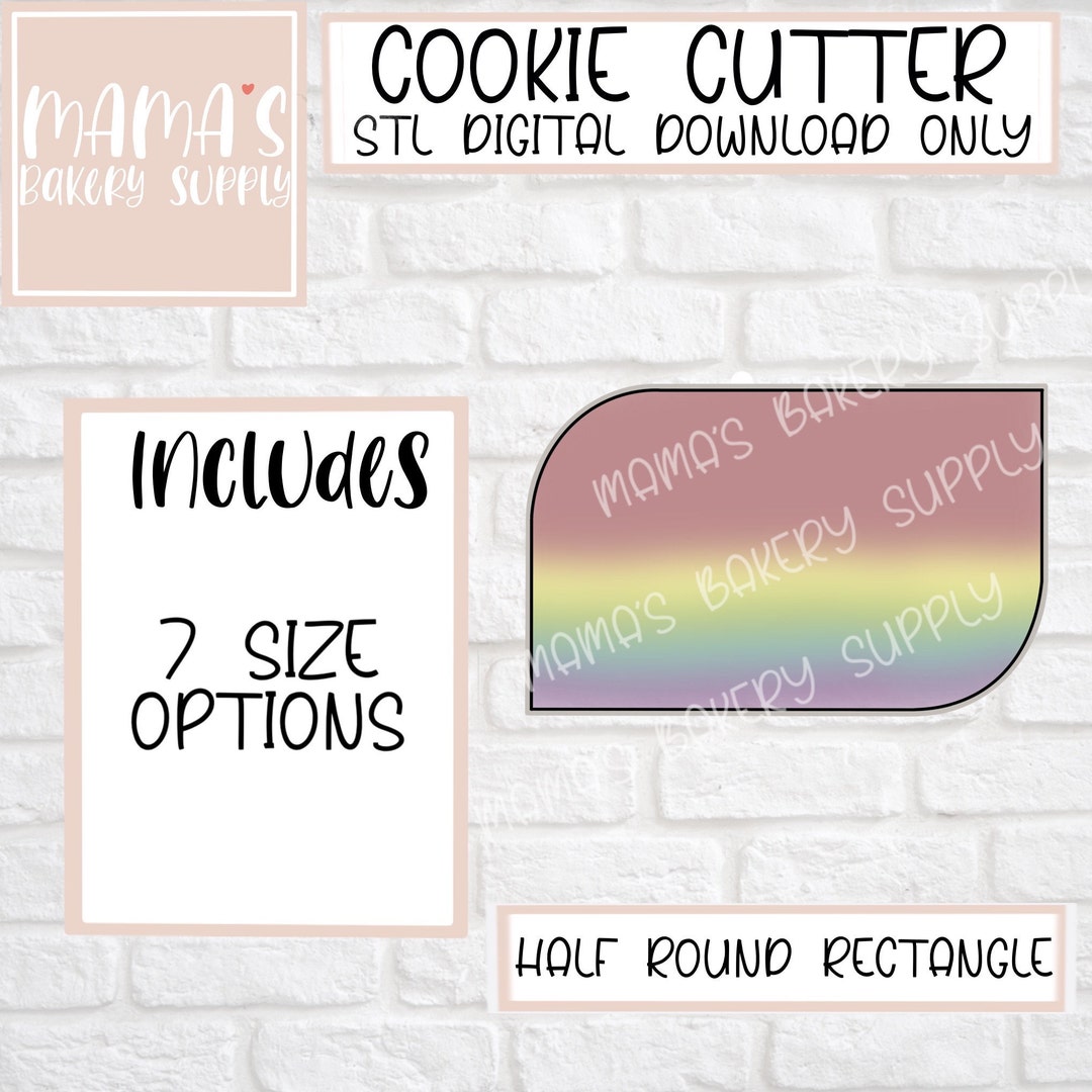 Half Rounded Rectangle Plaque Cookie Cutter STL File Digital Download ...