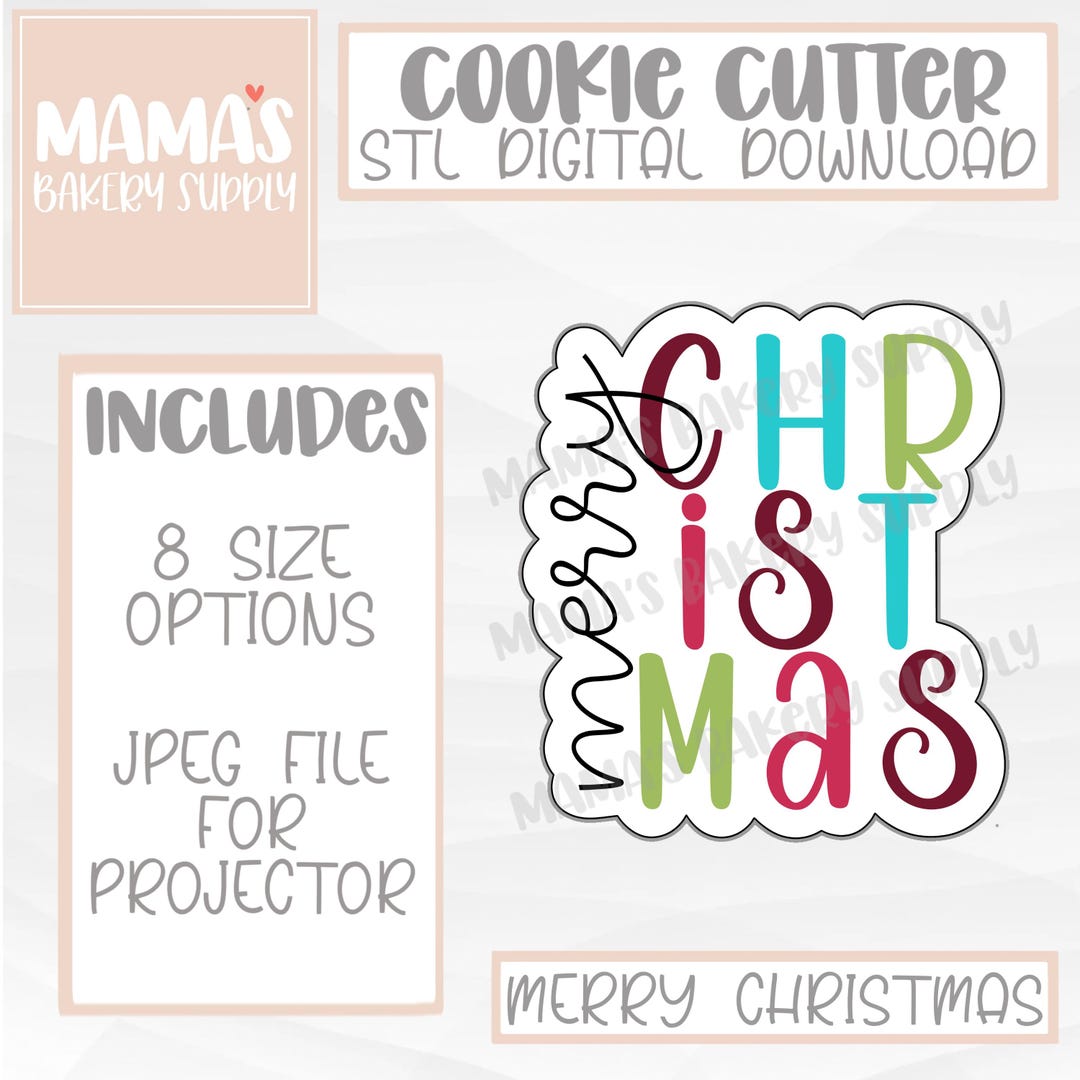 Merry Christmas Cookie Cutter STL File Digital Download - Etsy