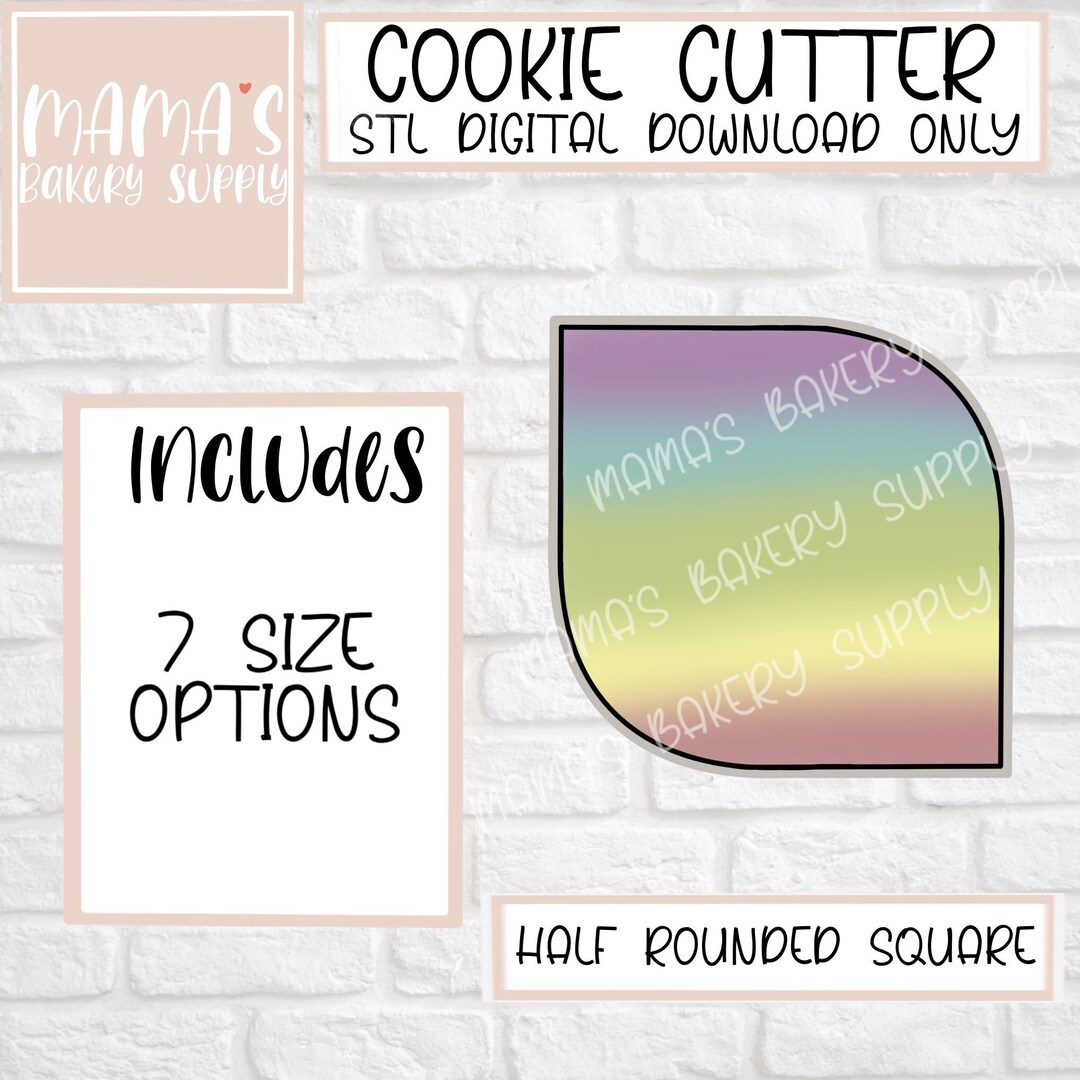 Half Rounded Square Plaque Cookie Cutter STL File Digital Download - Etsy