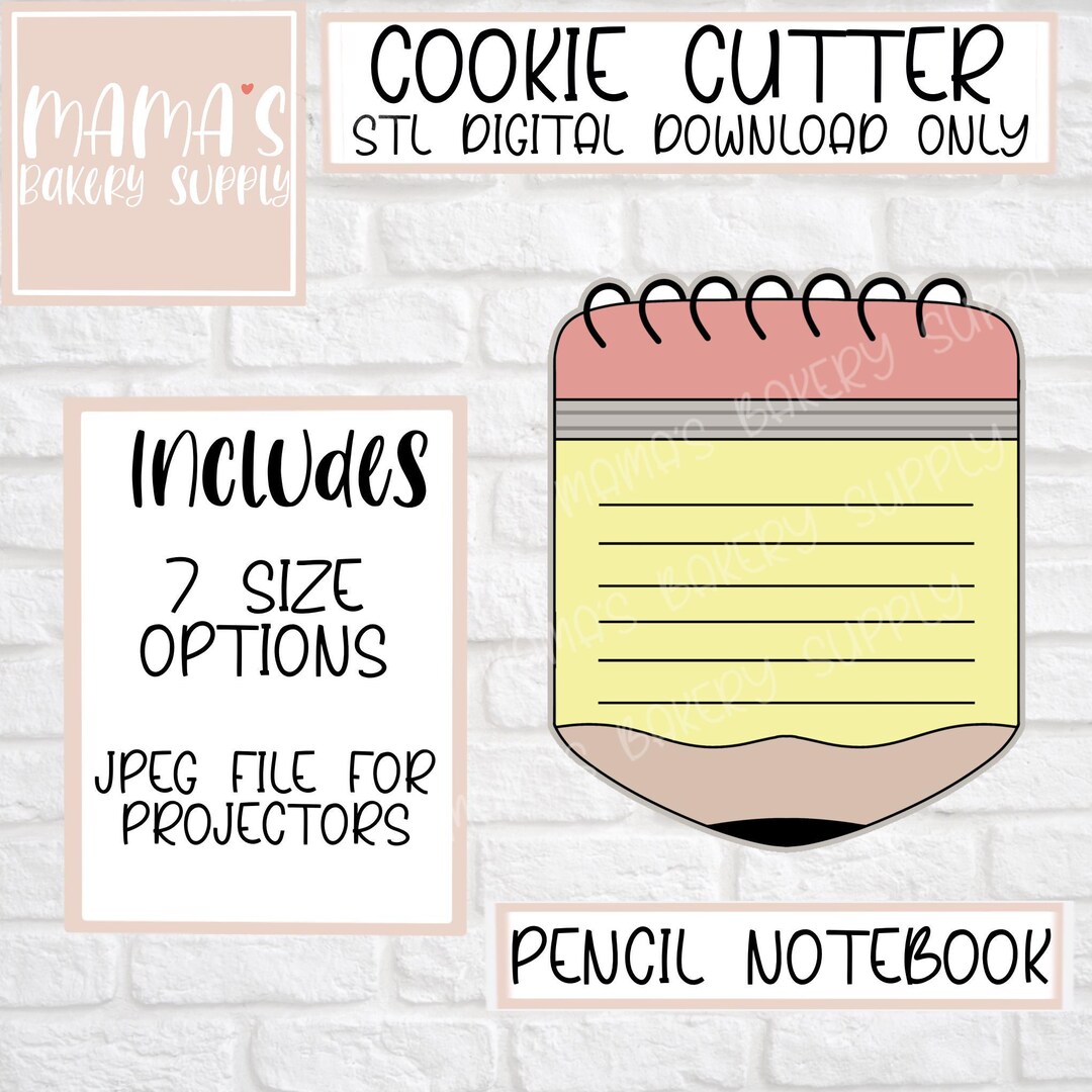 School Pencil Notebook Cookie Cutter STL File Digital Download - Etsy