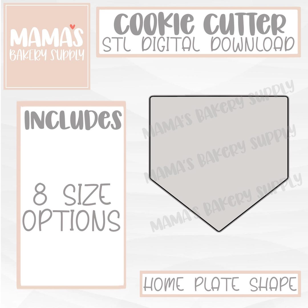 Home Plate Shape Plaque Cookie Cutter STL File Digital Download - Etsy