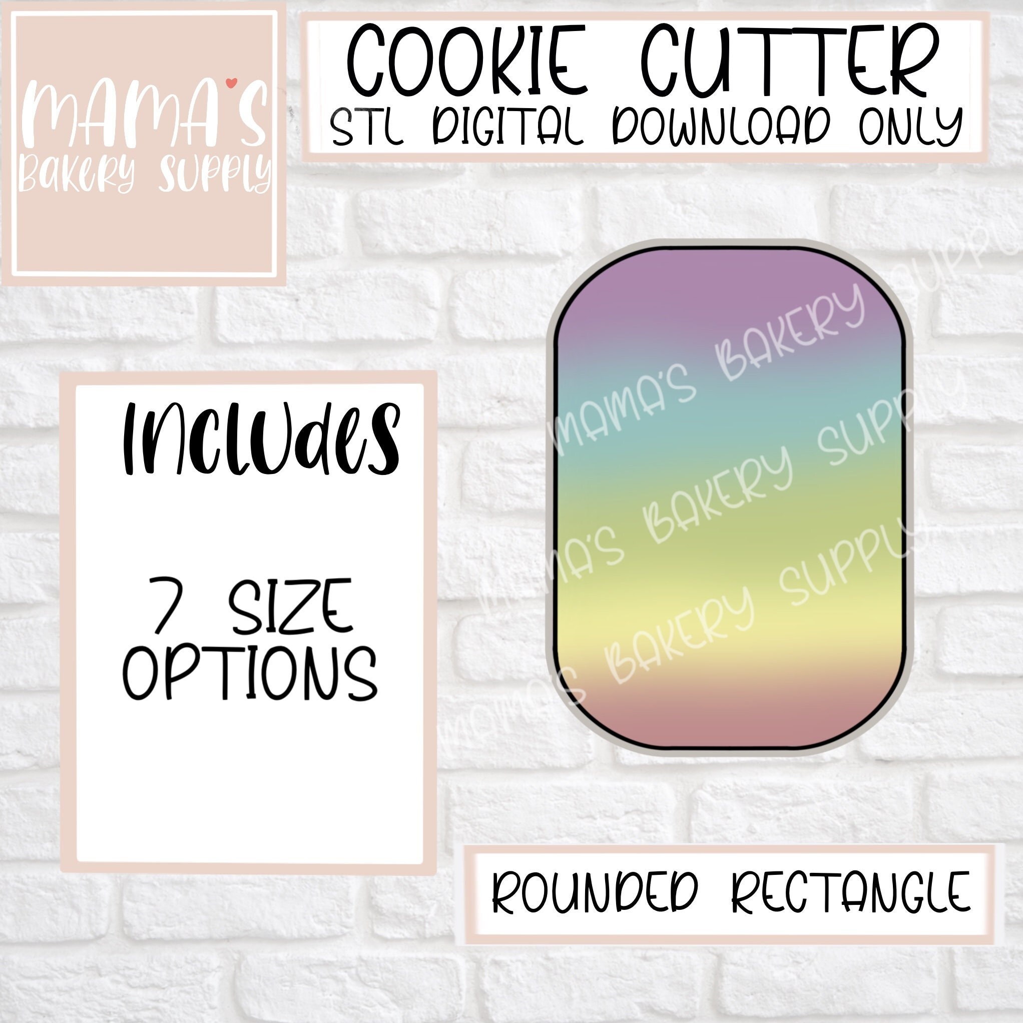 Rounded Rectangle Plaque Cookie Cutter STL File Digital Download - Etsy