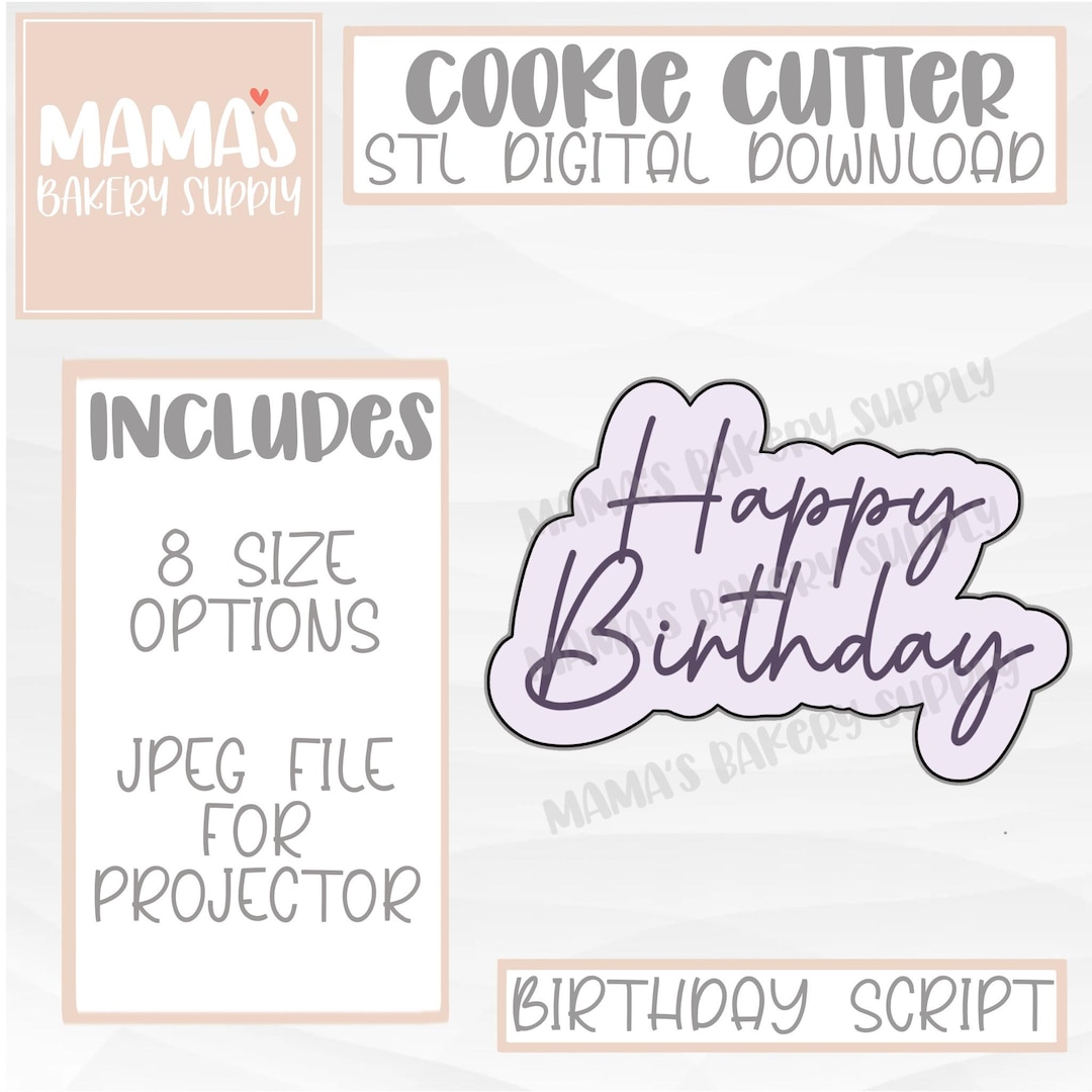 Happy Birthday Script Cutter STL File Digital Download - Etsy