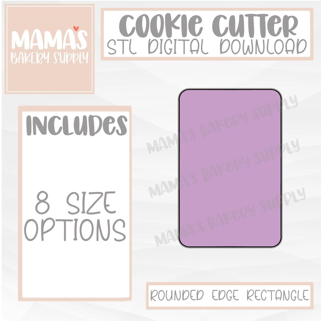Rounded Edge Rectangle Cookie Cutter STL File Digital Download - Etsy