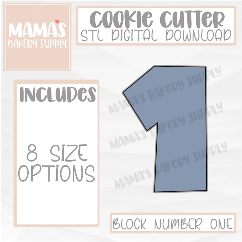 Block Number One - Number 1 - Cookie Cutter STL File Digital Download ...