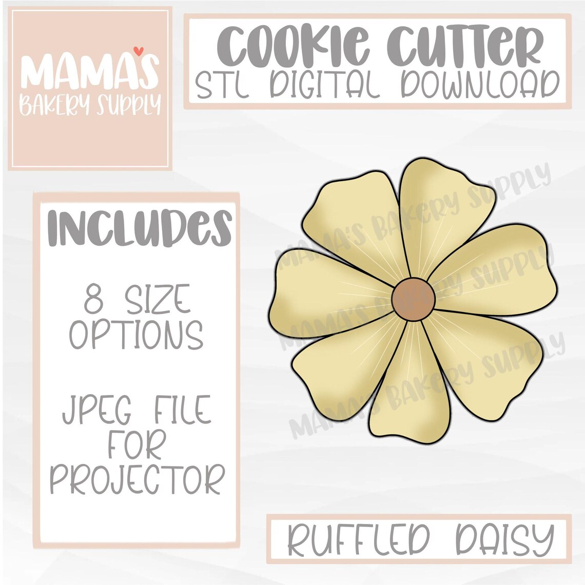 Ruffled Daisy Flower Cookie Cutter STL File Digital Download - Etsy