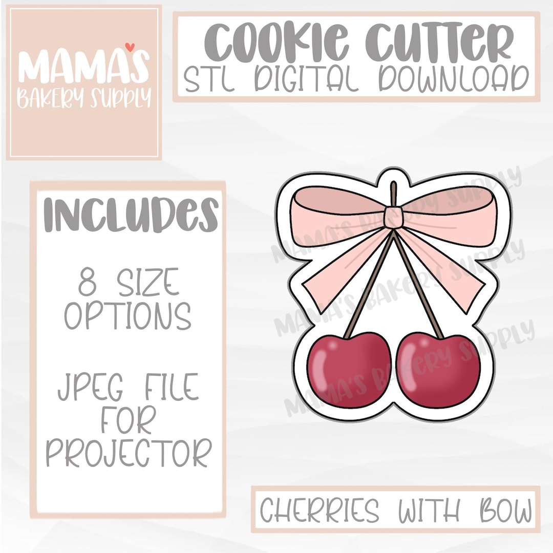 Cherries With Bow Cookie Cutter STL File Digital Download - Etsy
