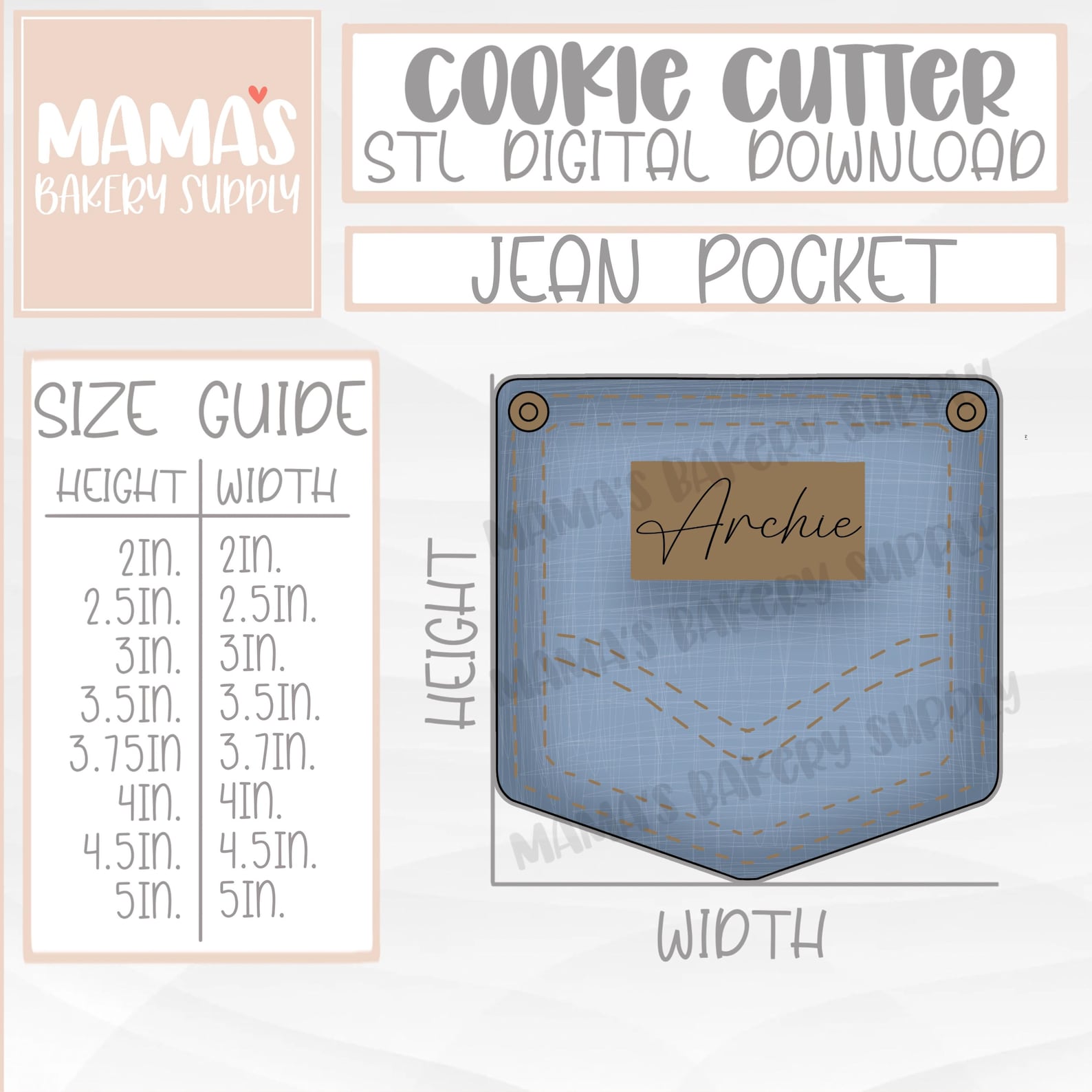 Jean Pocket Cookie Cutter STL File Digital Download - Etsy