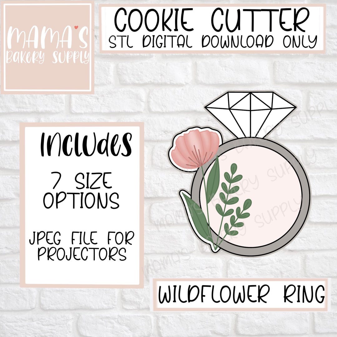 Wildflower Floral Wedding Ring Cookie Cutter STL File Digital Download ...