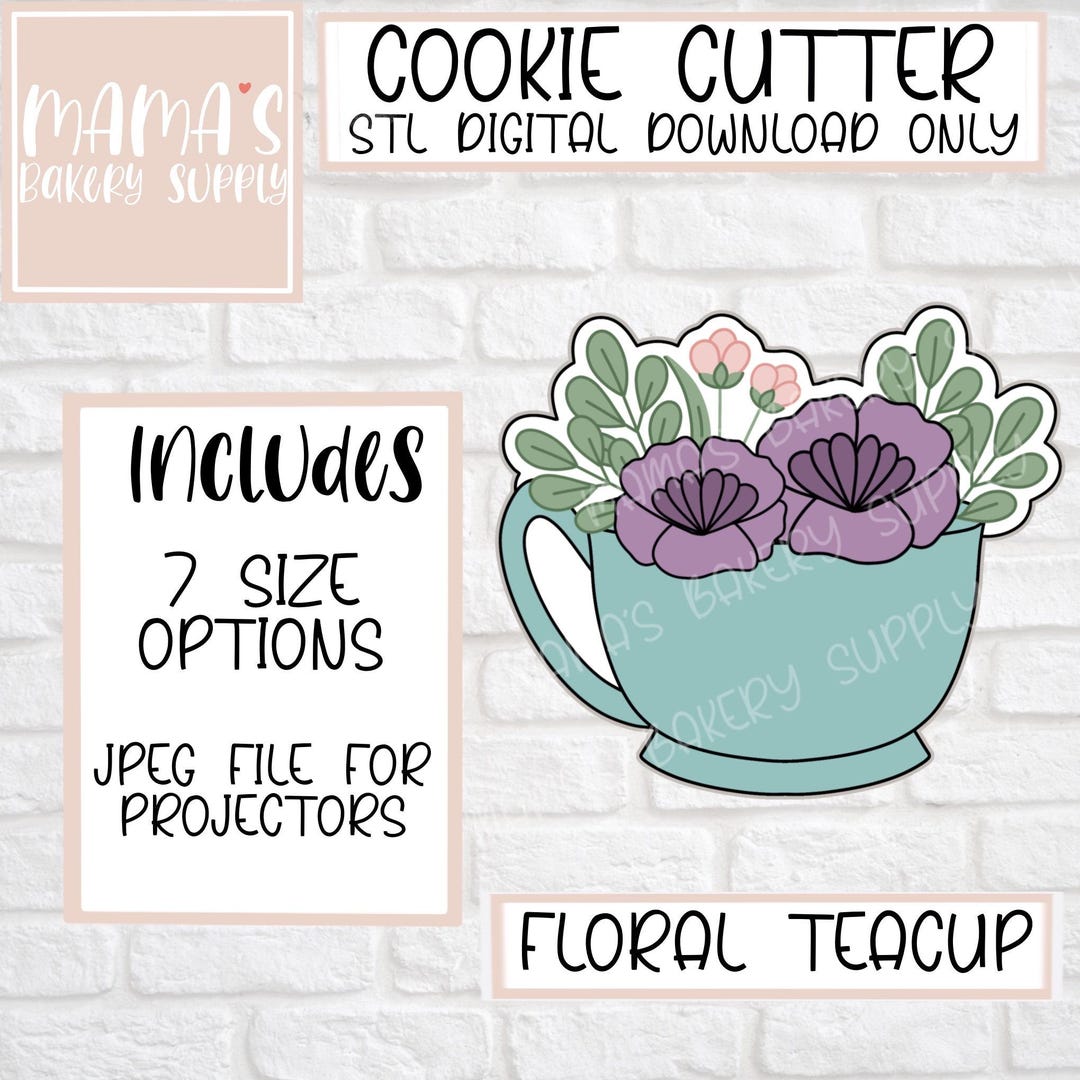 Floral Teacup Cookie Cutter STL File Digital Download - Etsy