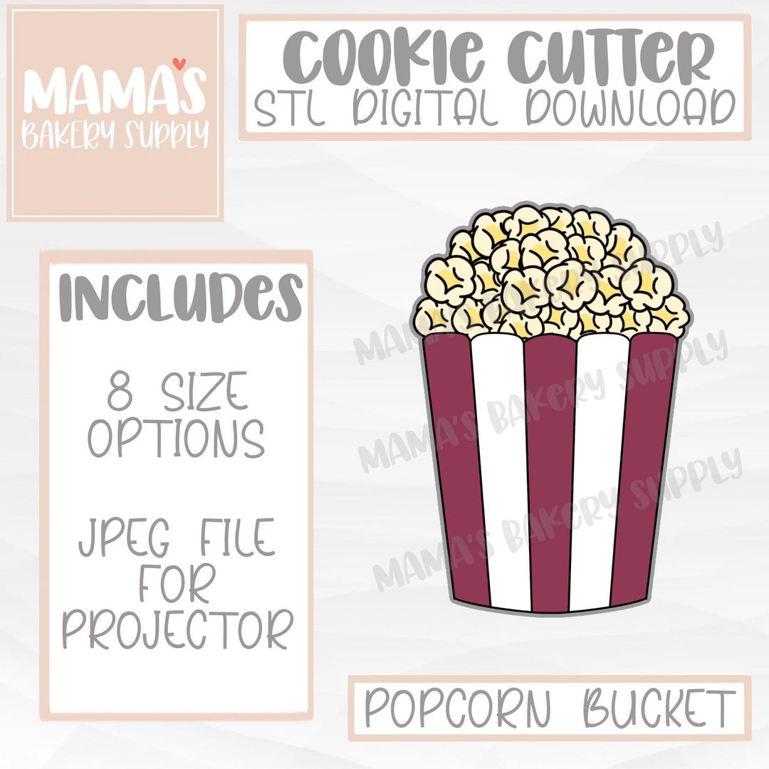Popcorn Bucket Cookie Cutter STL File Digital Download - Etsy