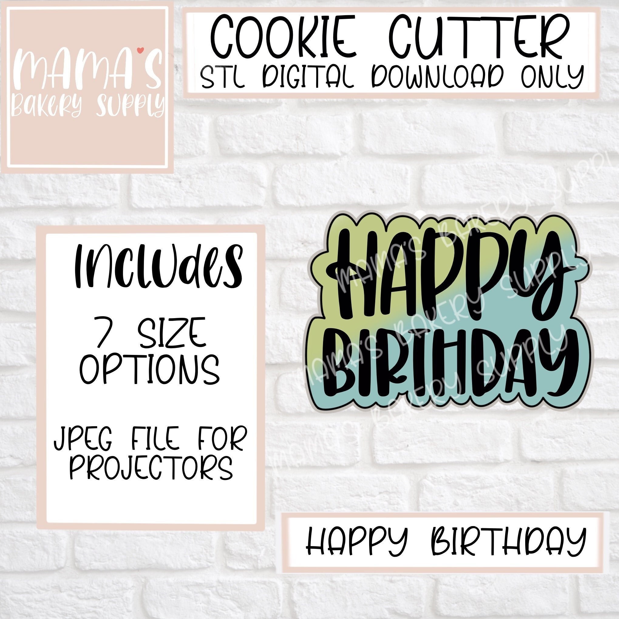 Happy Birthday Cookie Cutter STL File Digital Download - Etsy