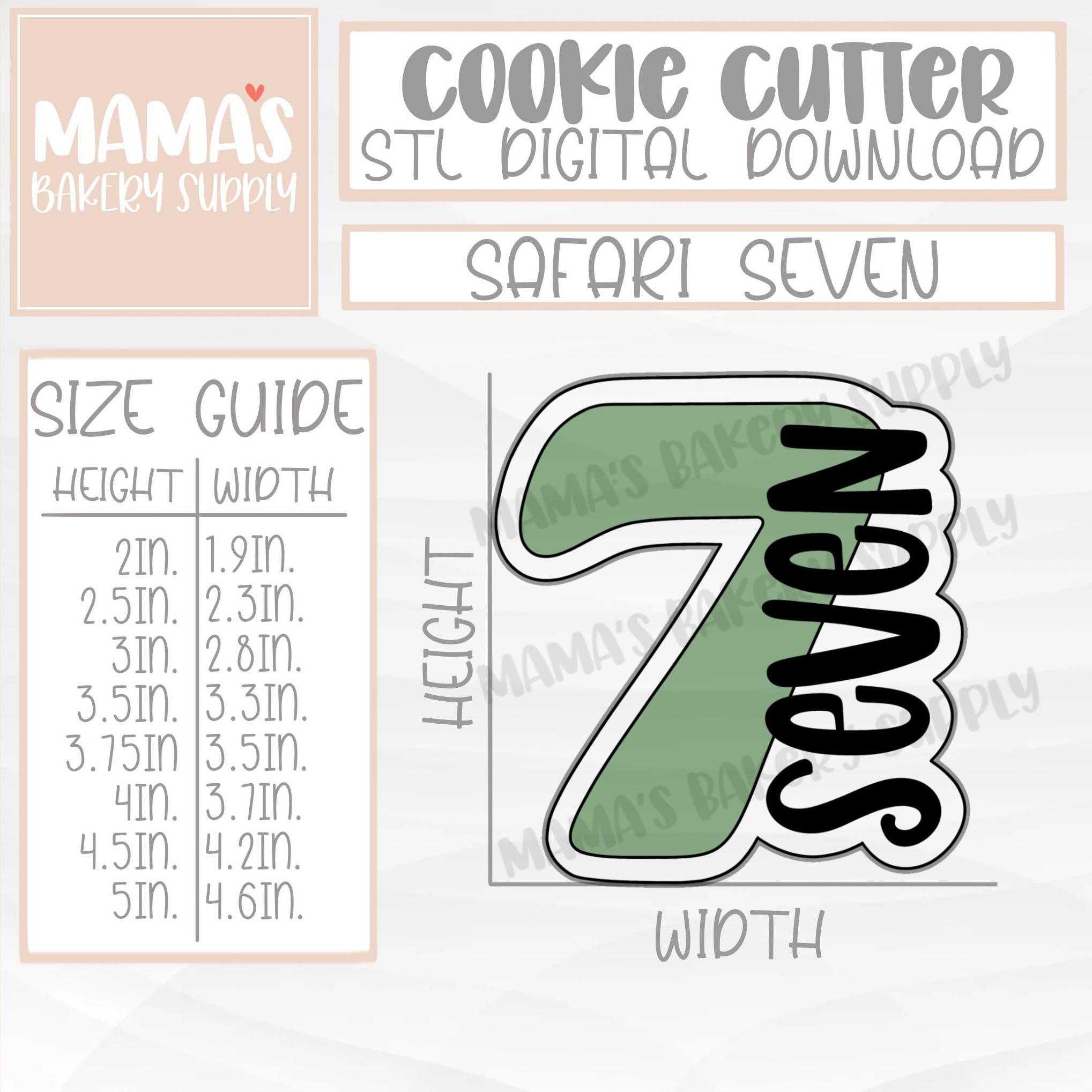 Safari Number Seven - 7 - Cookie Cutter STL File Digital Download - Etsy