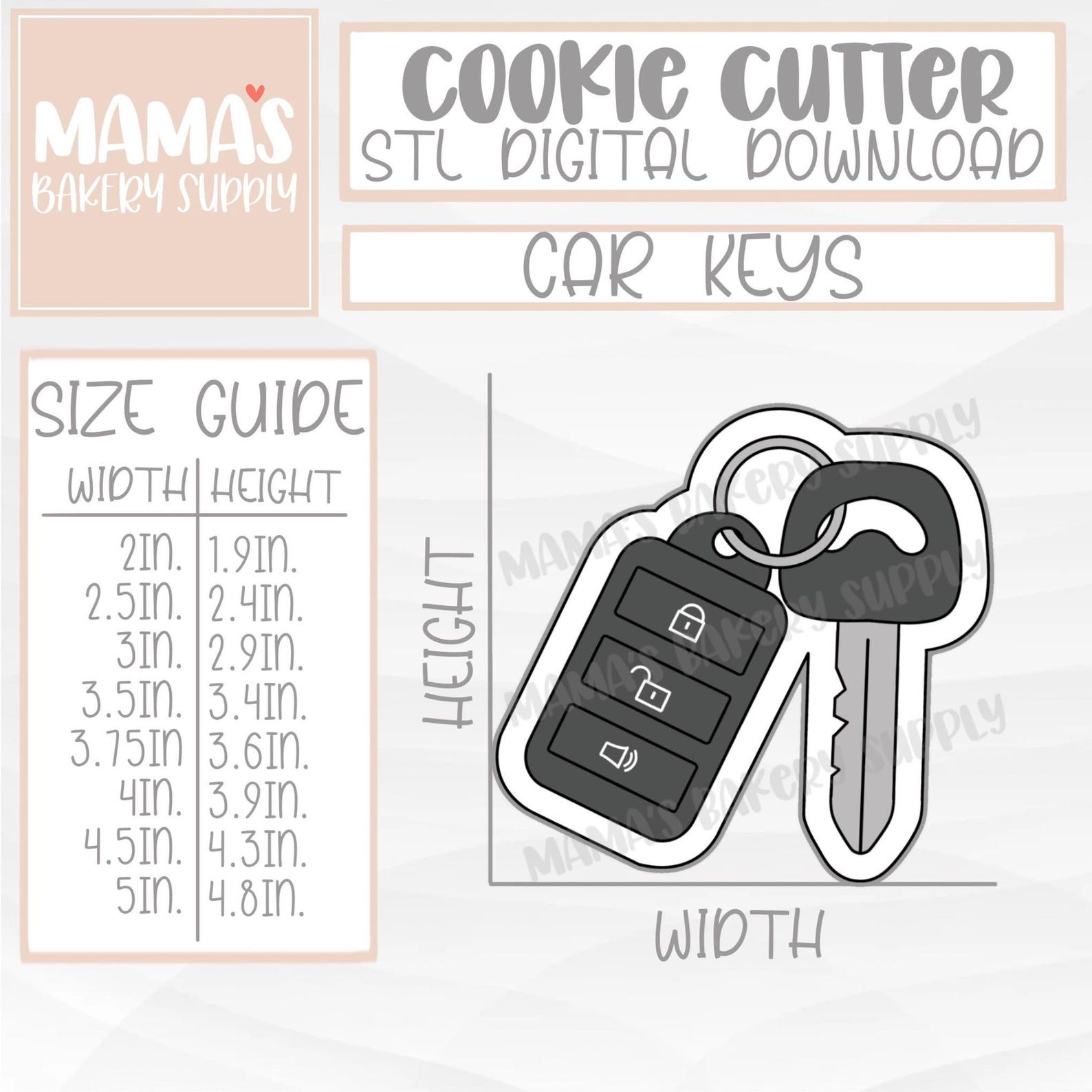 Car Keys Cookie Cutter STL File Digital Download - Etsy