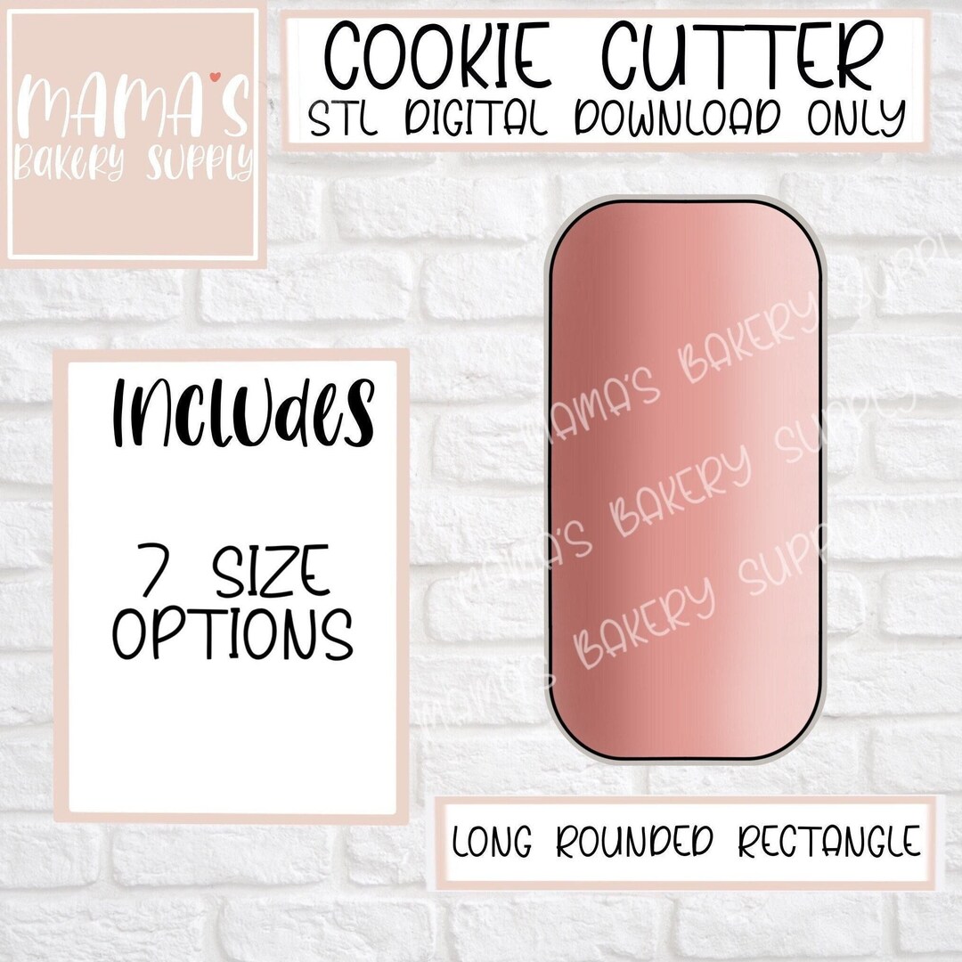 Long Rounded Rectangle Cookie Cutter STL File Digital Download - Etsy
