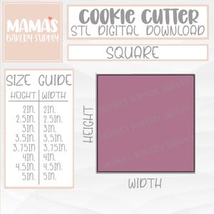 Square Shape Cookie Cutter STL File Digital Download - Etsy