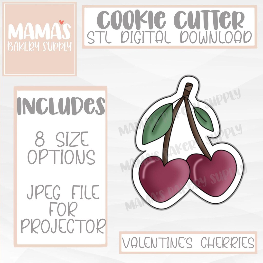 Valentine's Cherries Cookie Cutter STL File Digital Download - Etsy